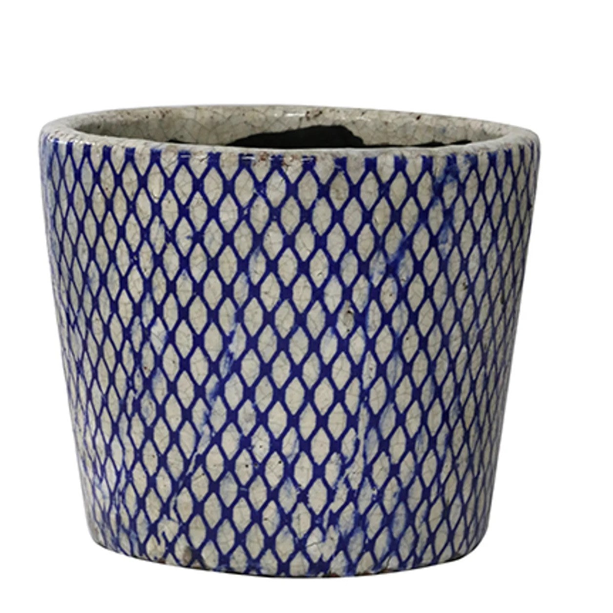 Blue and White Mesh Planter – Terra Viva Home and Garden